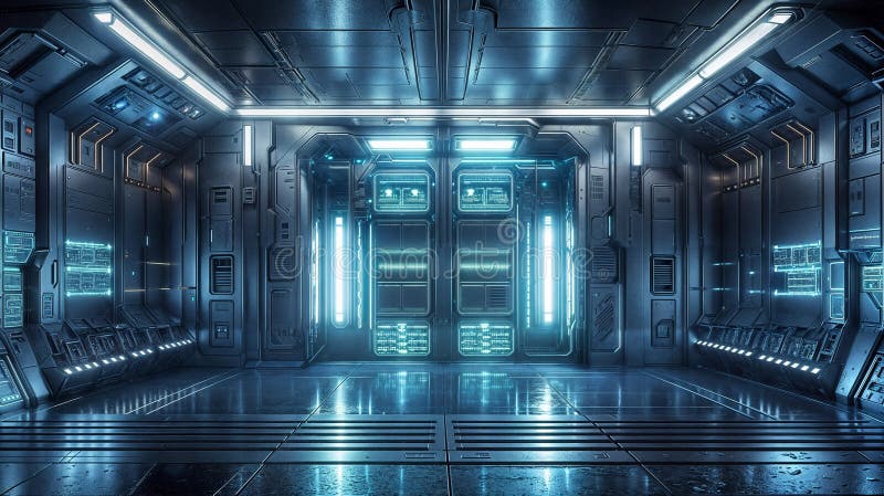 Sci Fi Inspired Futuristic Metal Gate and Wall with Digital Interfaces ...