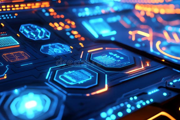 A Sci-fi-inspired High-tech Control Panel with Interactive Hexagonal ...