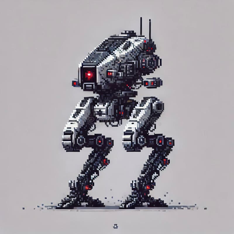 Bipedal War Machine in Pixels Stock Illustration - Illustration of ...