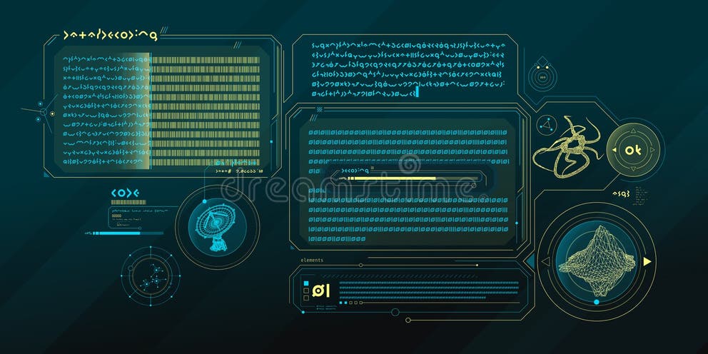 Sci-fi Interface of Data Decoding Program. Stock Vector - Illustration ...