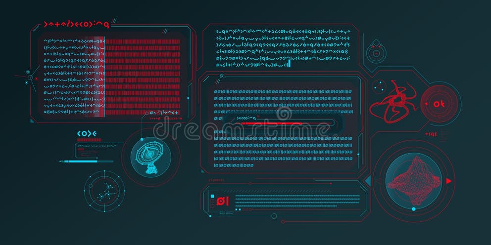 Sci-fi Interface of Data Decoding Program. Stock Vector - Illustration ...