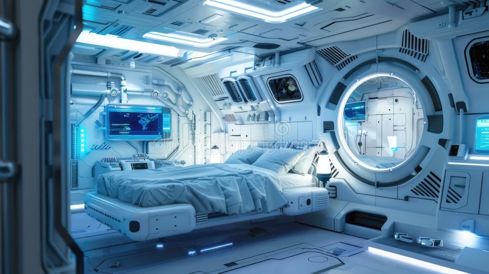 Sci-fi Interior Design Space Station, Future Room Stock Illustration ...