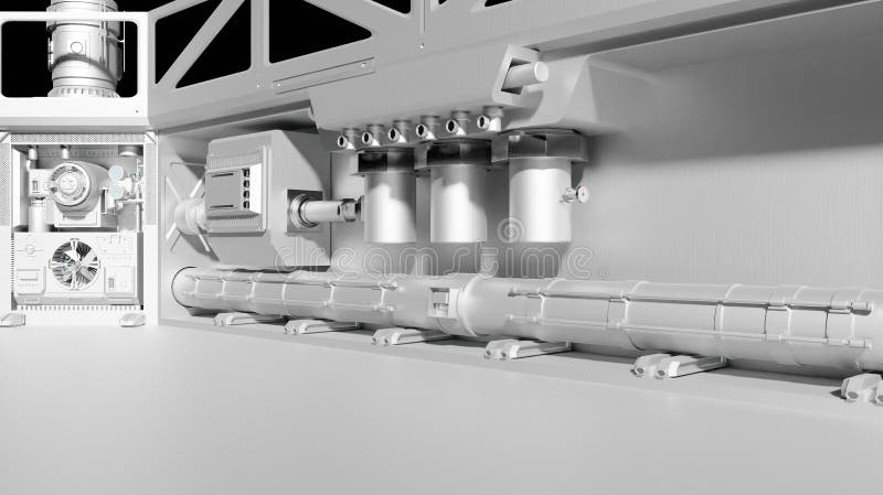 3d Rendering Sci-fi Interior Laboratory Control Room Stock Illustration ...