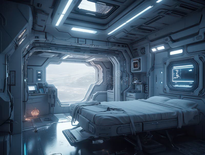Sci-fi Interior from a Spacecraft with White Details Stock Illustration ...