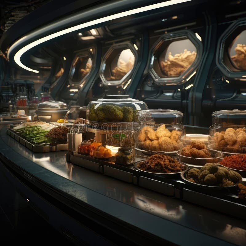 Sci-fi Kitchen of the Future Stock Illustration - Illustration of ...