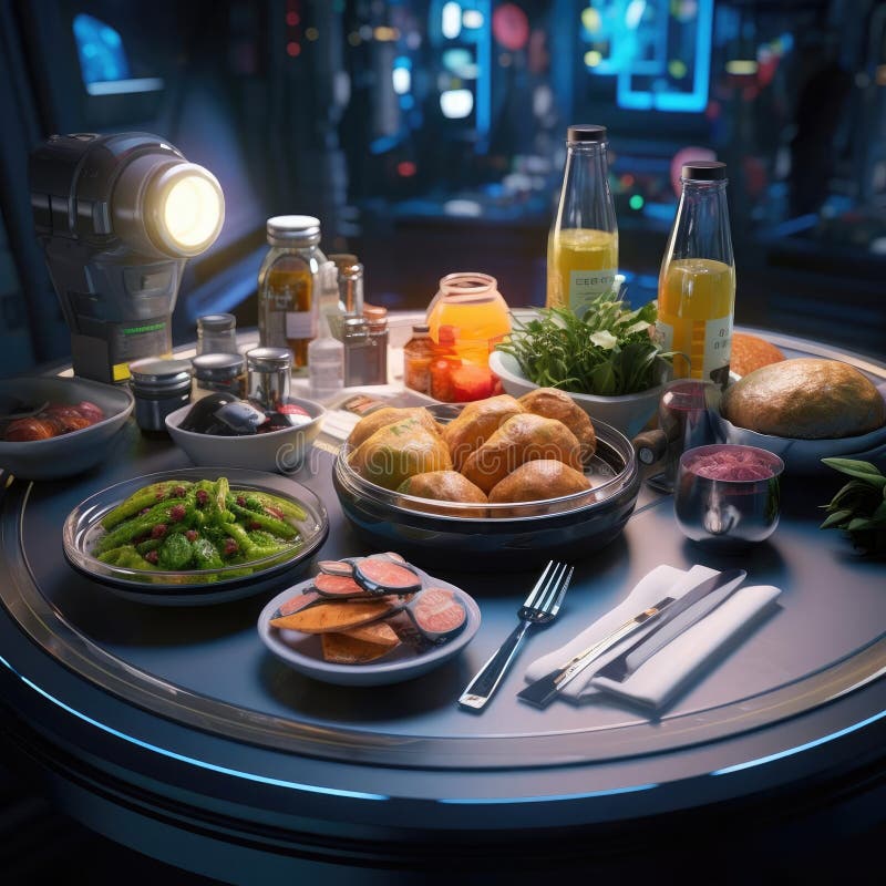 Sci-fi Kitchen of the Future Stock Illustration - Illustration of ...