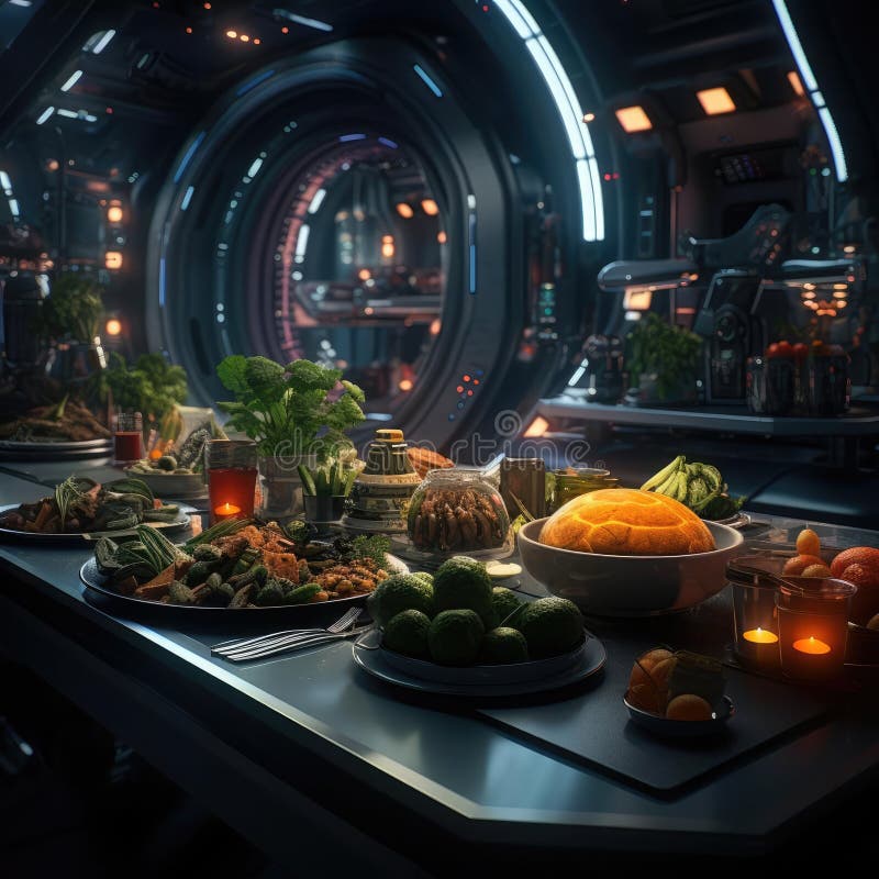 Sci-fi Kitchen of the Future Stock Illustration - Illustration of ...