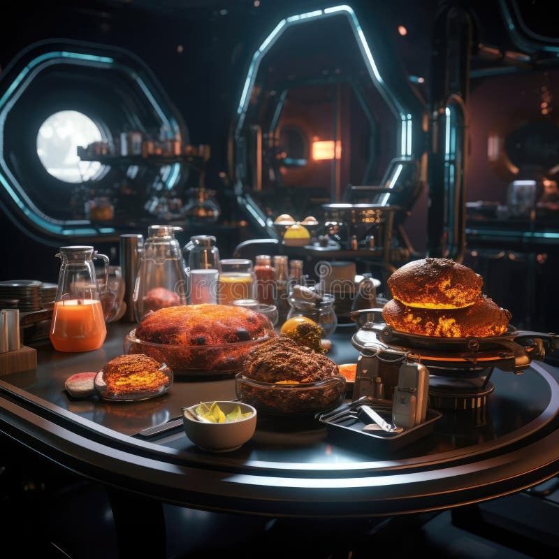 Sci-fi Kitchen of the Future Stock Illustration - Illustration of ...