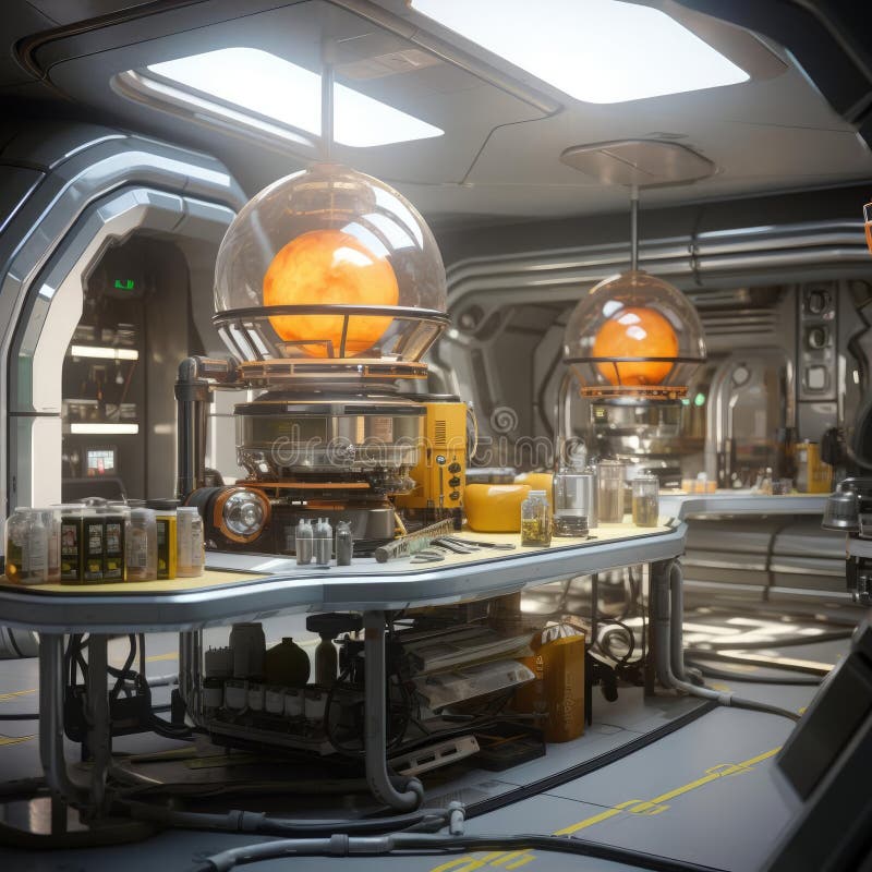 Sci-fi Kitchen of the Future Stock Illustration - Illustration of adult ...
