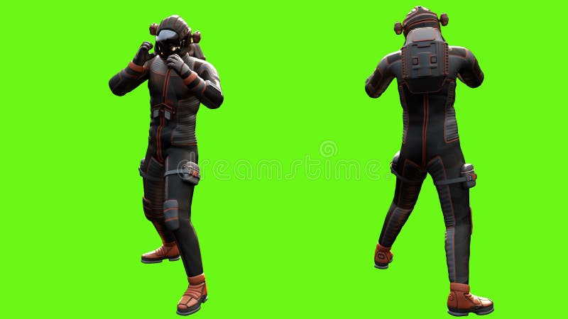 Sci Fi Man Fights on Green Screen Stock Image - Image of galaxy, cyber ...