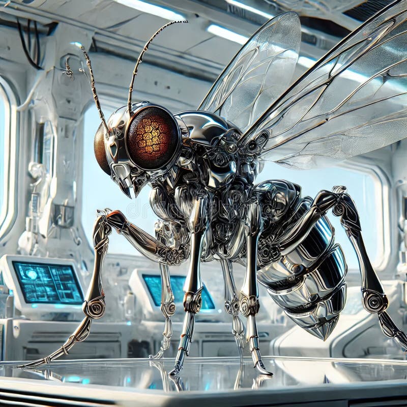 Sci-Fi Robotic Creature in a Laboratory Setting Stock Illustration - Illustration of advanced ...