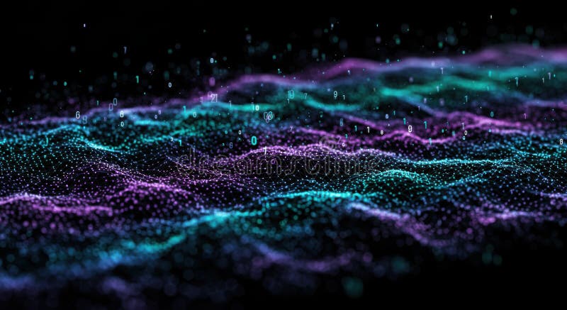 Sci-Fi Mesh Grid with Glowing Particles Stock Illustration ...