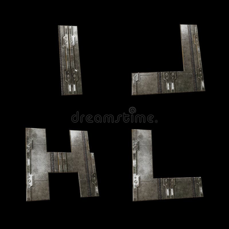 Sci-fi Metal Panel Alphabet Fonts Stock Illustration - Illustration of ...