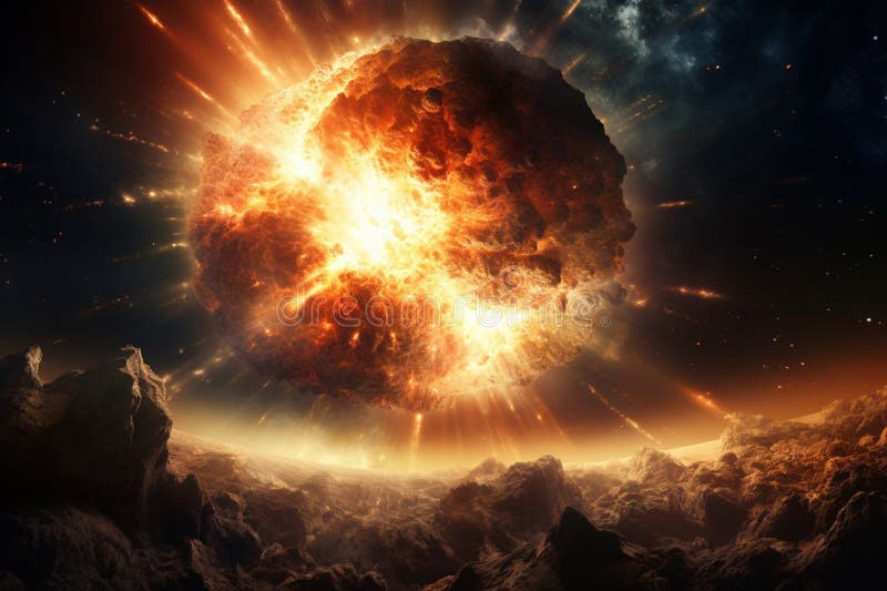 Sci-fi Meteor Explosion Huge Bomb in Space, Sci-fi Concept, Ai ...