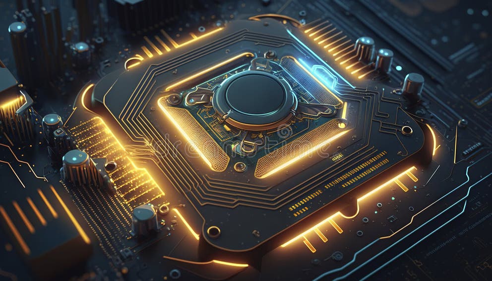 Sci-Fi Microchip. Generative AI Stock Illustration - Illustration of ...