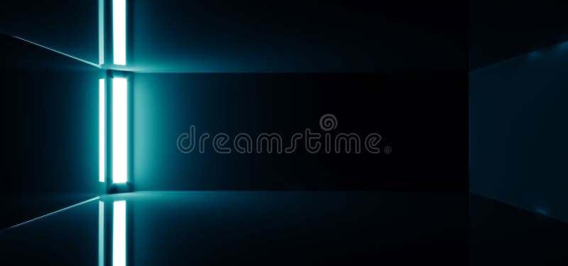 Sci-Fi Modern Dark Empty Clean Reflective Room with Bunch Ice Bl Stock ...