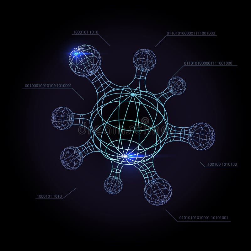 Sci Fi Molecule Shape Interface Screen Futuristic HUD Bar of the Space ...