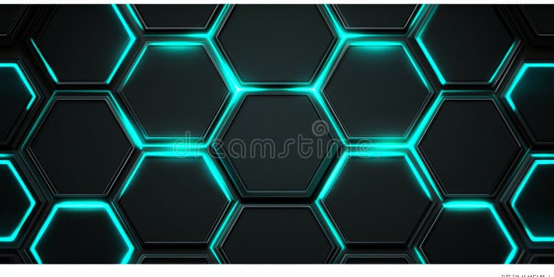 Sci-Fi Neon Blue Hexagons Background, Abstract Futuristic Technology Concept Illustration Stock ...