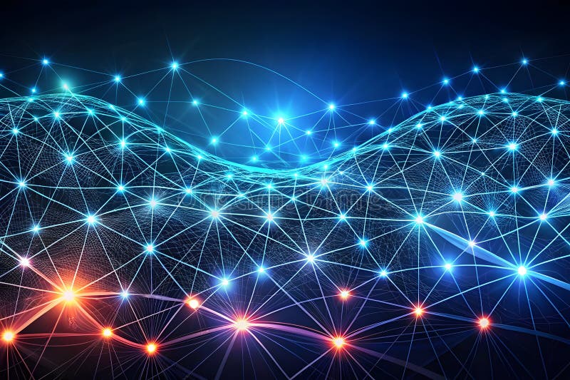 Sci-fi Neural Network-inspired Glowing Wave Structures Stock ...