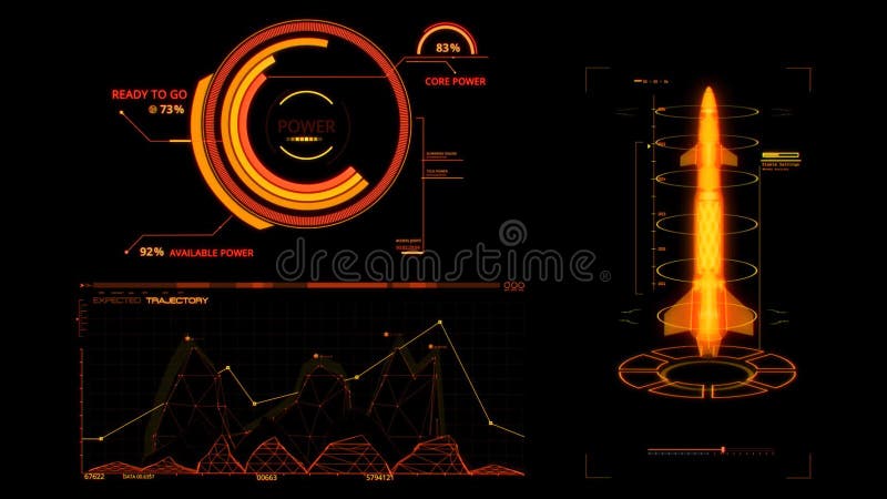 Orange HUD Rocket Missile Interface Graphic Element Stock Video - Video ...