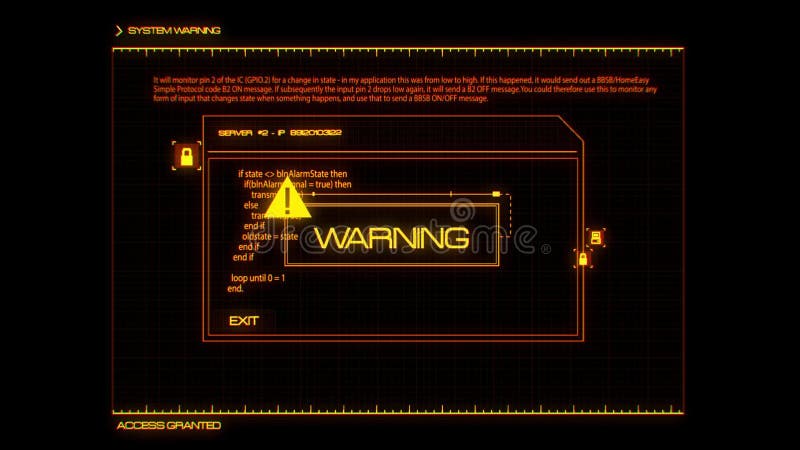 Orange HUD Server Warning Interface Graphic Element Stock Video - Video ...