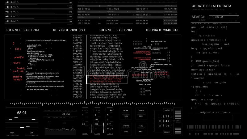 Sci Fi Pattern.2D GFX.HUD User Interface.Technological Programming Text Code and Infographic ...