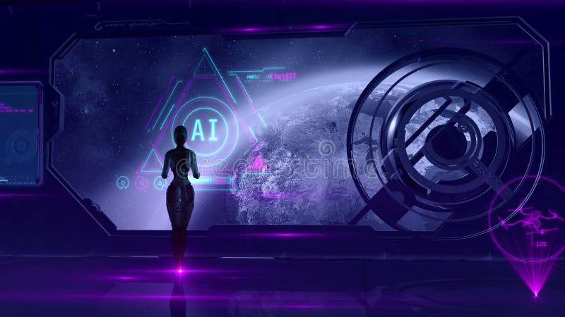 A Sci-fi Plot of the Use of Artificial Intelligence in Space Flights. 3D Render Stock Video ...