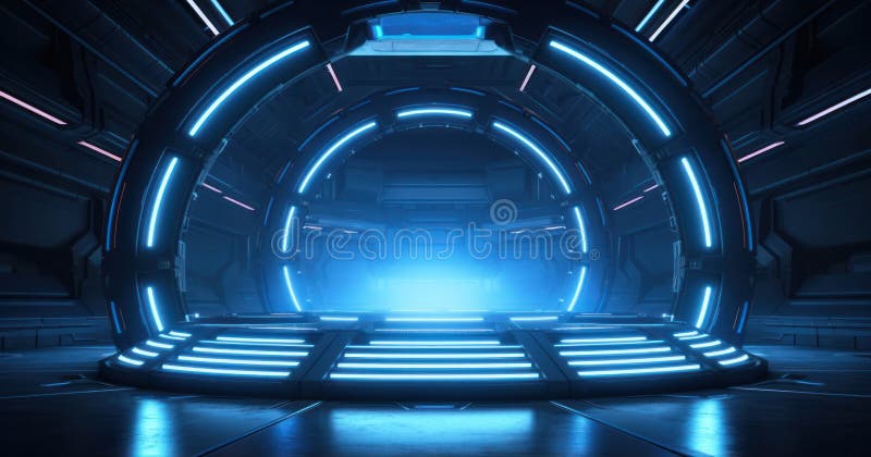 Sci-fi Product Podium Showcase Inside Spaceship with Security Metal ...