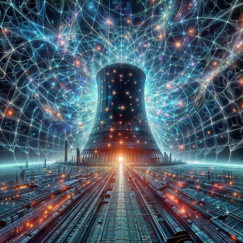 Sci-Fi Reactor: Tunnel & Lights, Generative Ai Stock Illustration ...