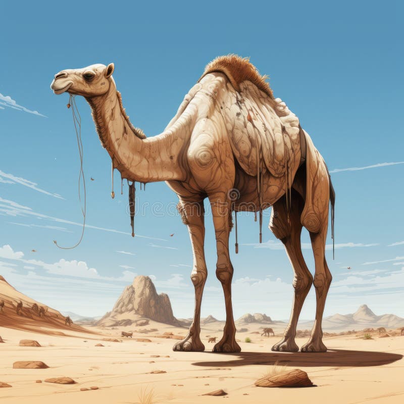 Sci-fi Realism: Digital Illustration of Camel in Desert Stock ...