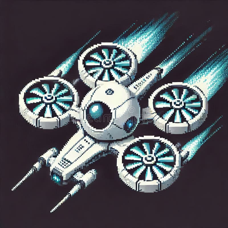 Sci-Fi Recon Drone with LED Lights Stock Illustration - Illustration of ...