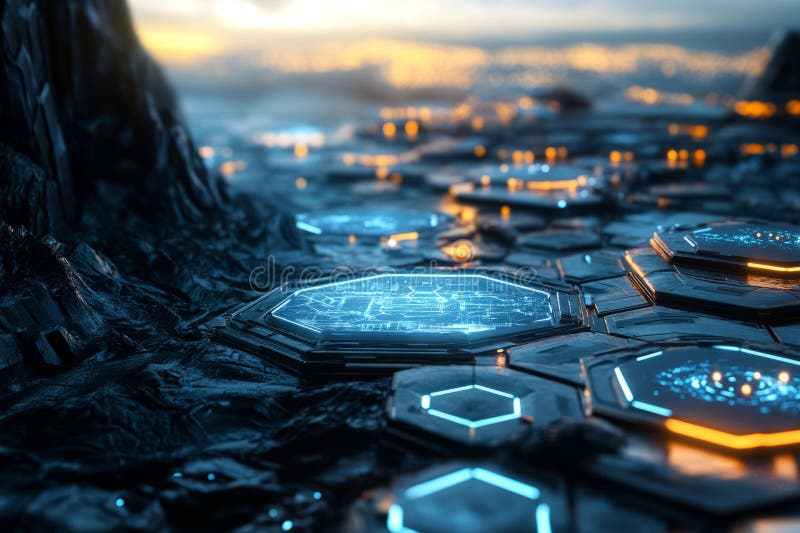 A Sci-fi Research Outpost on an Alien Planet, Featuring Hexagonal ...