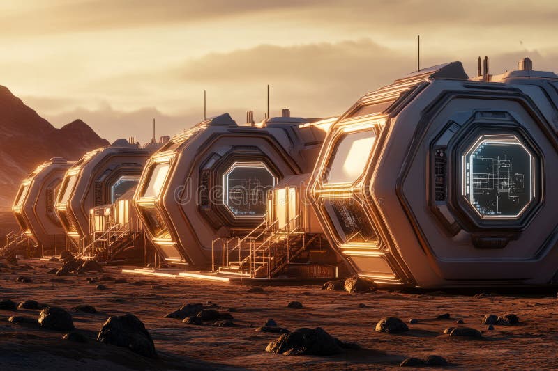 A Sci-fi Research Outpost on an Alien Planet, Featuring Hexagonal ...