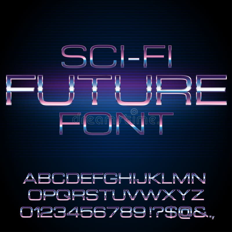 Sci-Fi retro font stock vector. Illustration of disco - 86114925