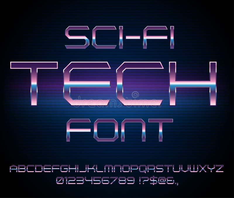 Sci-Fi retro font stock vector. Illustration of design - 86113815