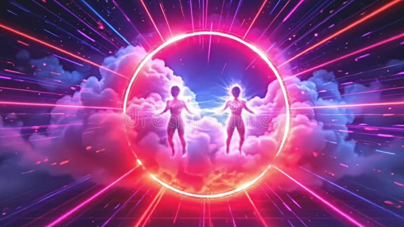 Sci-fi Retro Laser Neon Abstract Technology Background. a Multi-colored ...