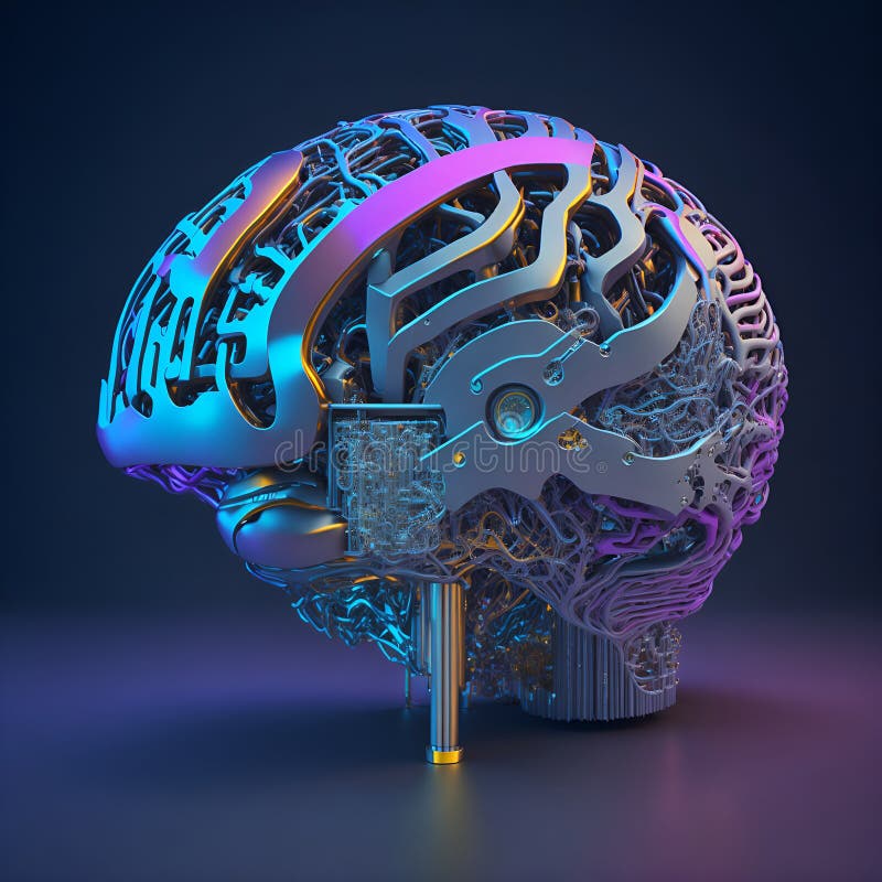 Sci-fi Robotic Brain Organ, System Cyborg Brain. Generative AI Stock ...