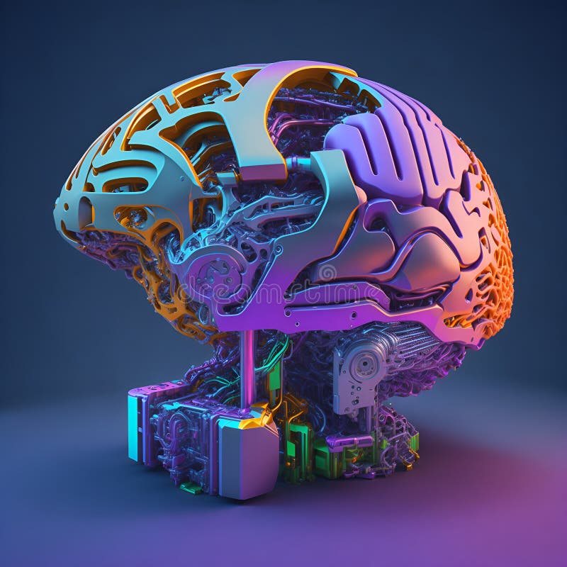 Sci-fi robotic brain organ stock image. Image of learning - 278054781