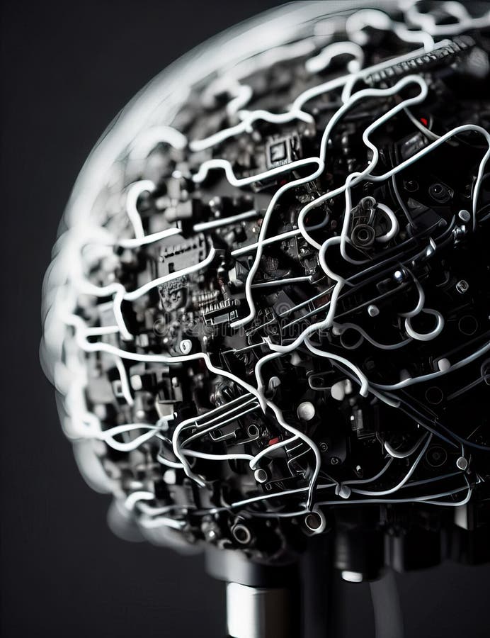 Sci-fi Robotic Brain Organ, System Cyborg Brain. Generative AI Stock ...