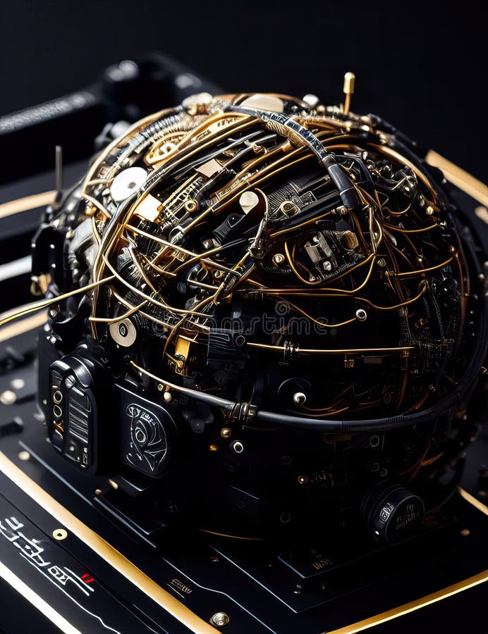 Sci-fi Robotic Brain Organ, System Cyborg Brain. Generative AI Stock ...