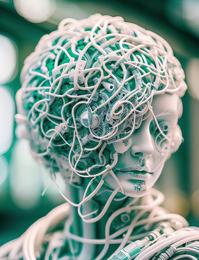 Sci-fi Robotic Brain Organ, System Cyborg Brain. Generative AI Stock ...