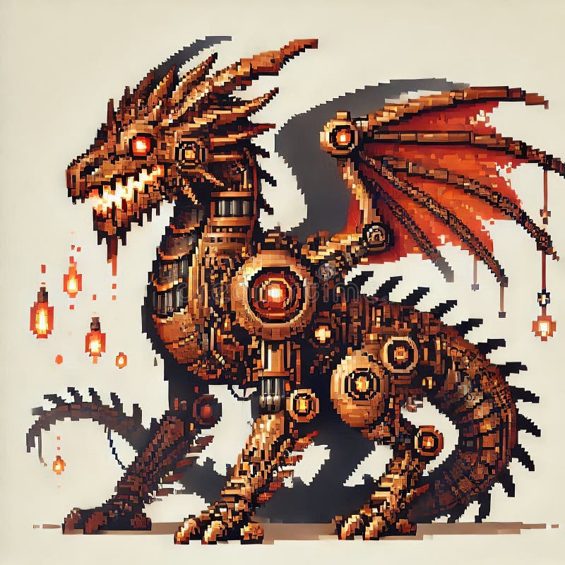 Sci-Fi Robotic Dragon stock illustration. Illustration of 8bit - 360232078