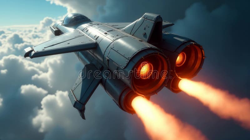 Sci-fi Scene of the Launch of a Space Rocket of the Future, Slow Motion ...