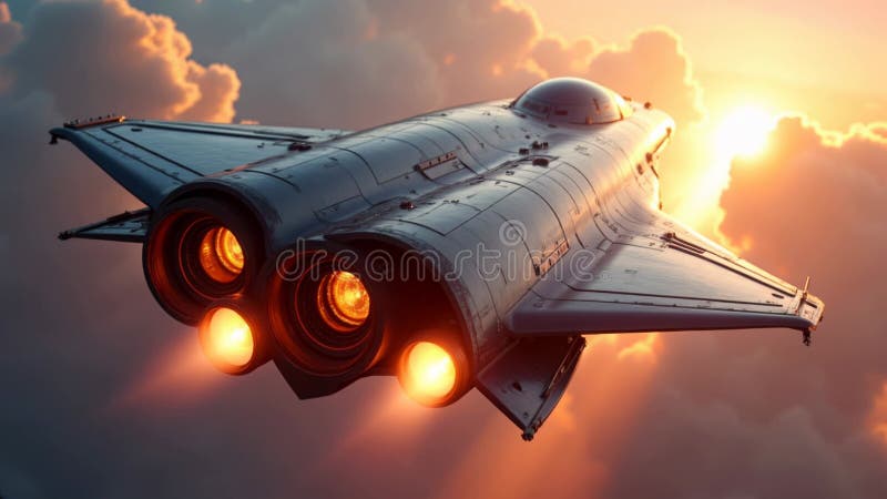 Sci-fi Scene of the Launch of a Space Rocket of the Future, Slow Motion ...