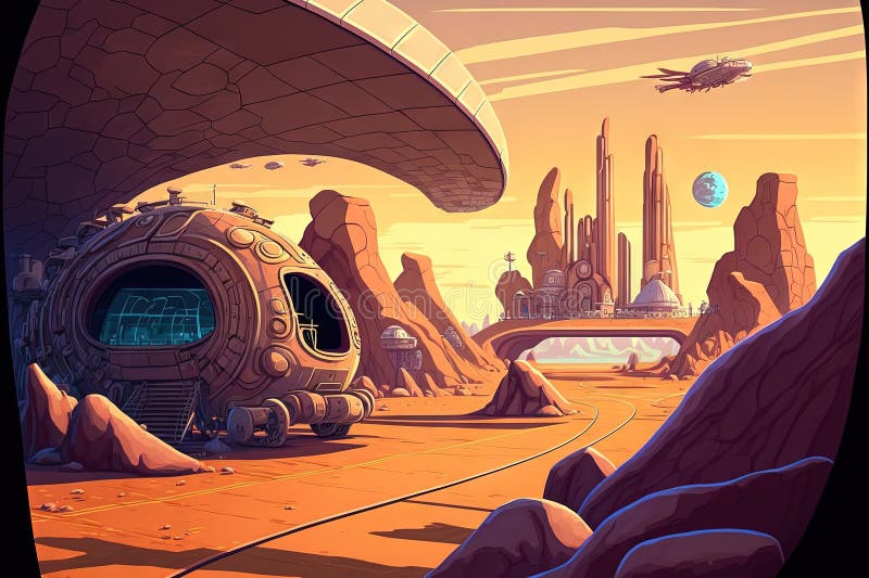Sci-fi setting stock illustration. Illustration of alien - 272569383