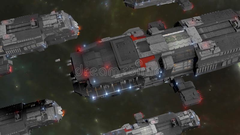 Sci-fi spaceship fleet. stock video. Video of computer - 204021299