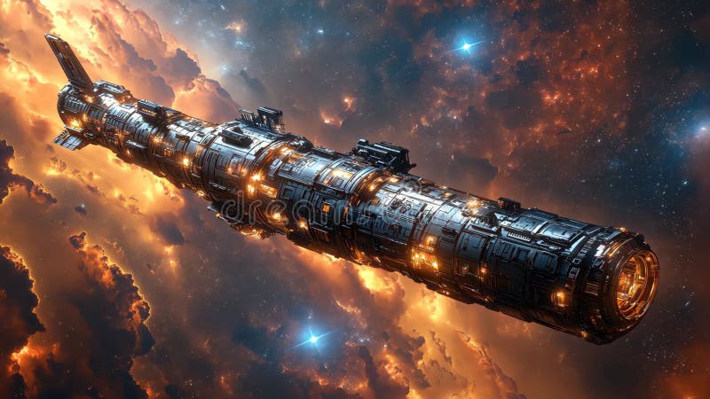 Sci-fi Spaceship Flying through Outer Space Stock Video - Video of ...