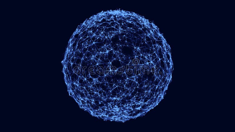Sci-fi Sphere with Particles and Lines. Concept Network Connection ...