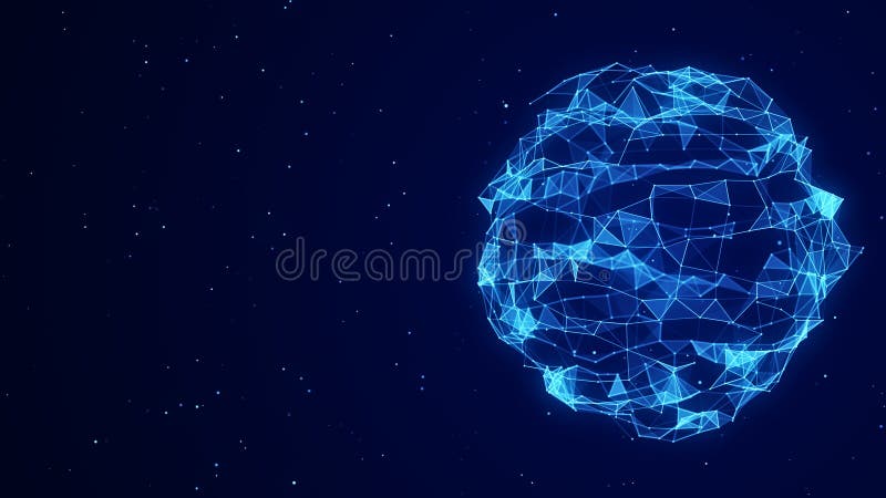 Sci-fi Sphere with Particles and Lines. Concept Network Connection ...
