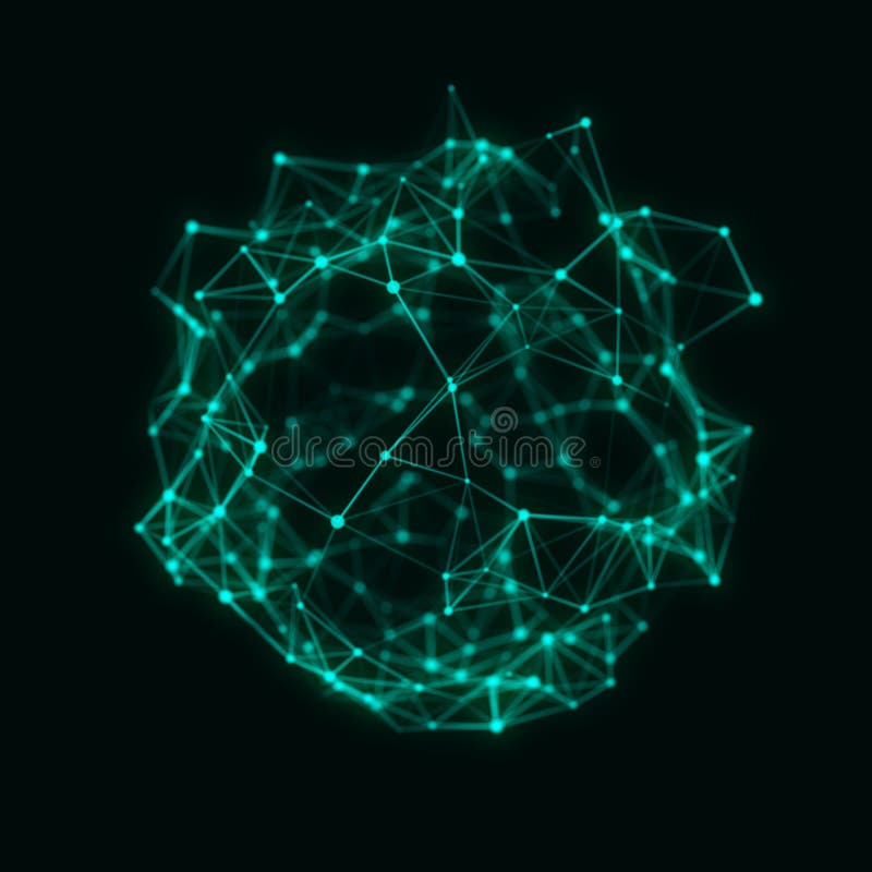 Sci-fi Sphere with Particles and Lines. Concept Network Connection ...